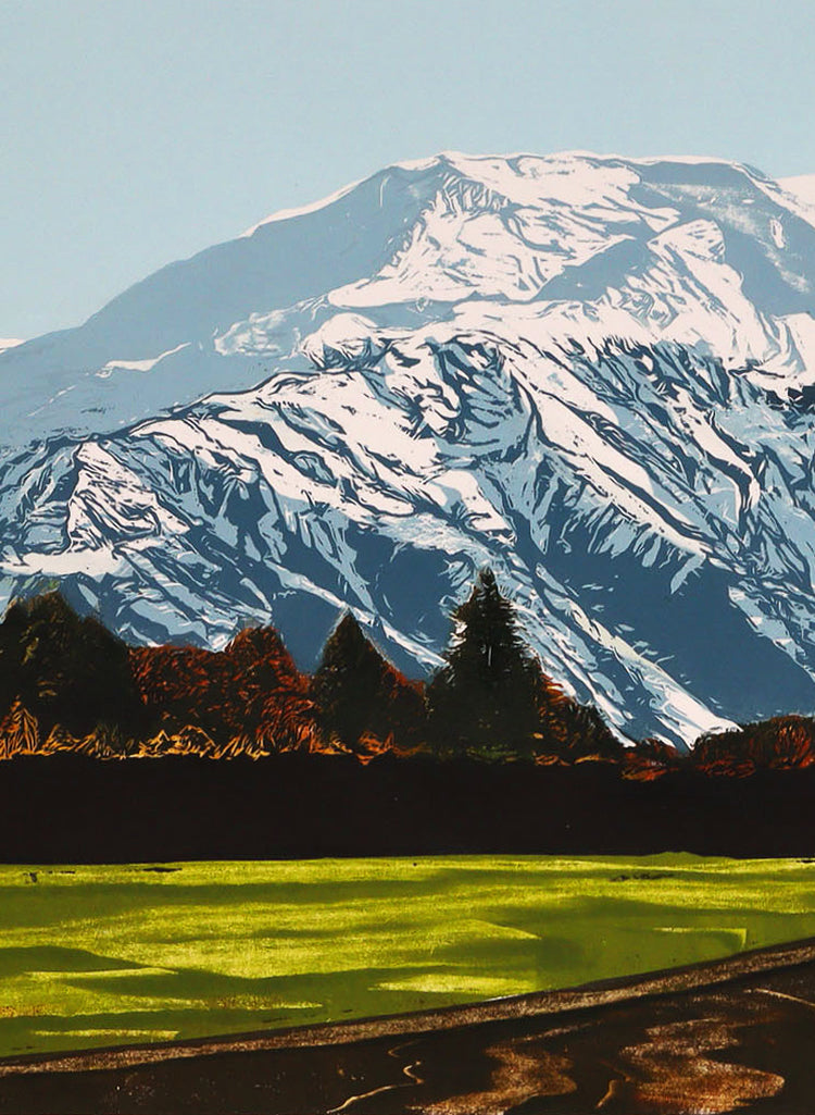 Mt Hutt - Woodblock Print – The Poi Room Ltd